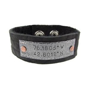 Mens Valentines Gift, Leather Cuff Bracelet, Personalized Silver, New ...