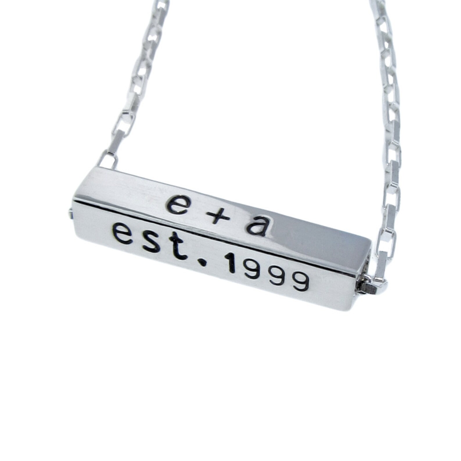 Personalized Sterling Silver Rectangle Name Bar Necklace - Etsy