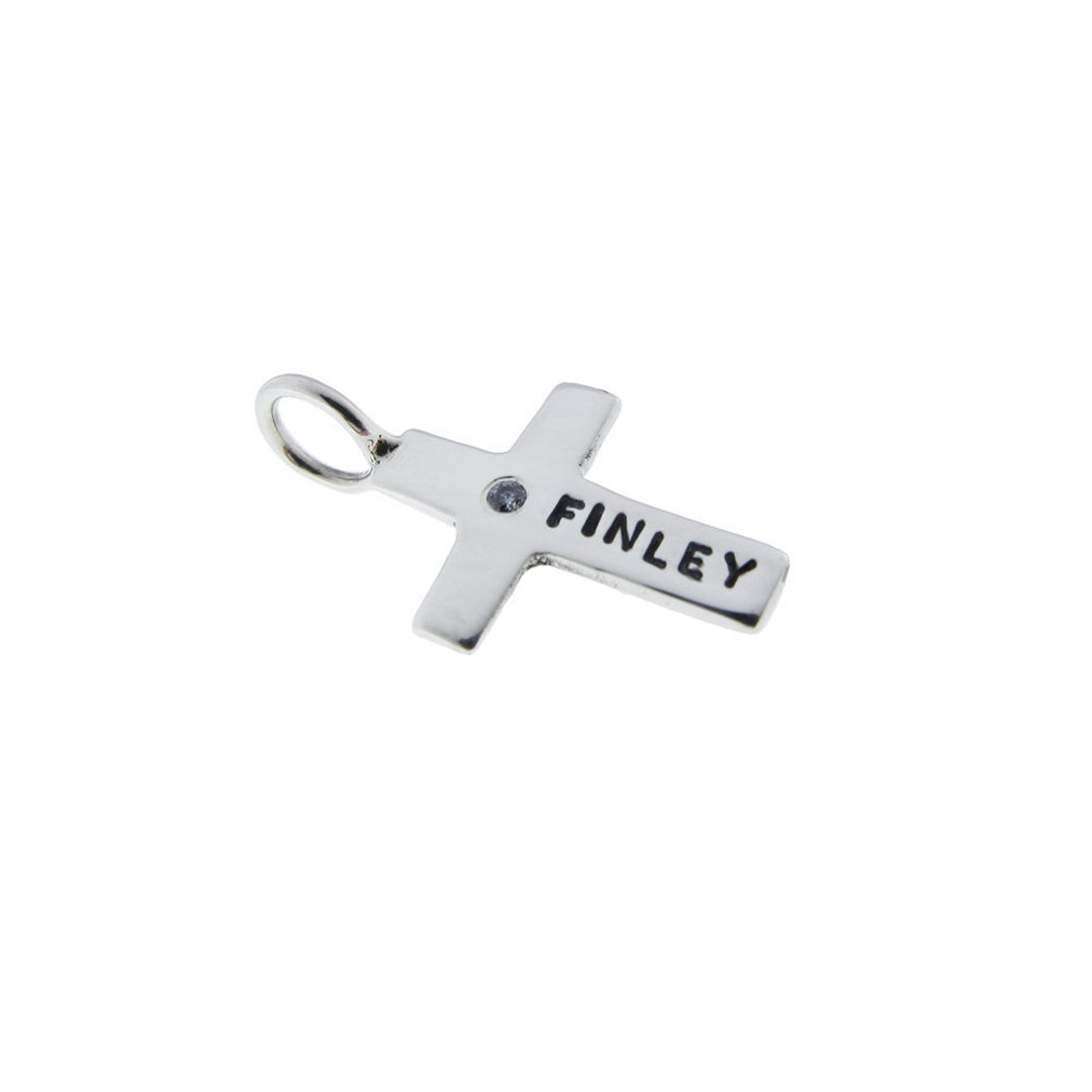 Silver Cross Pendant, Communion Gift With Birthstone, Personalized ...
