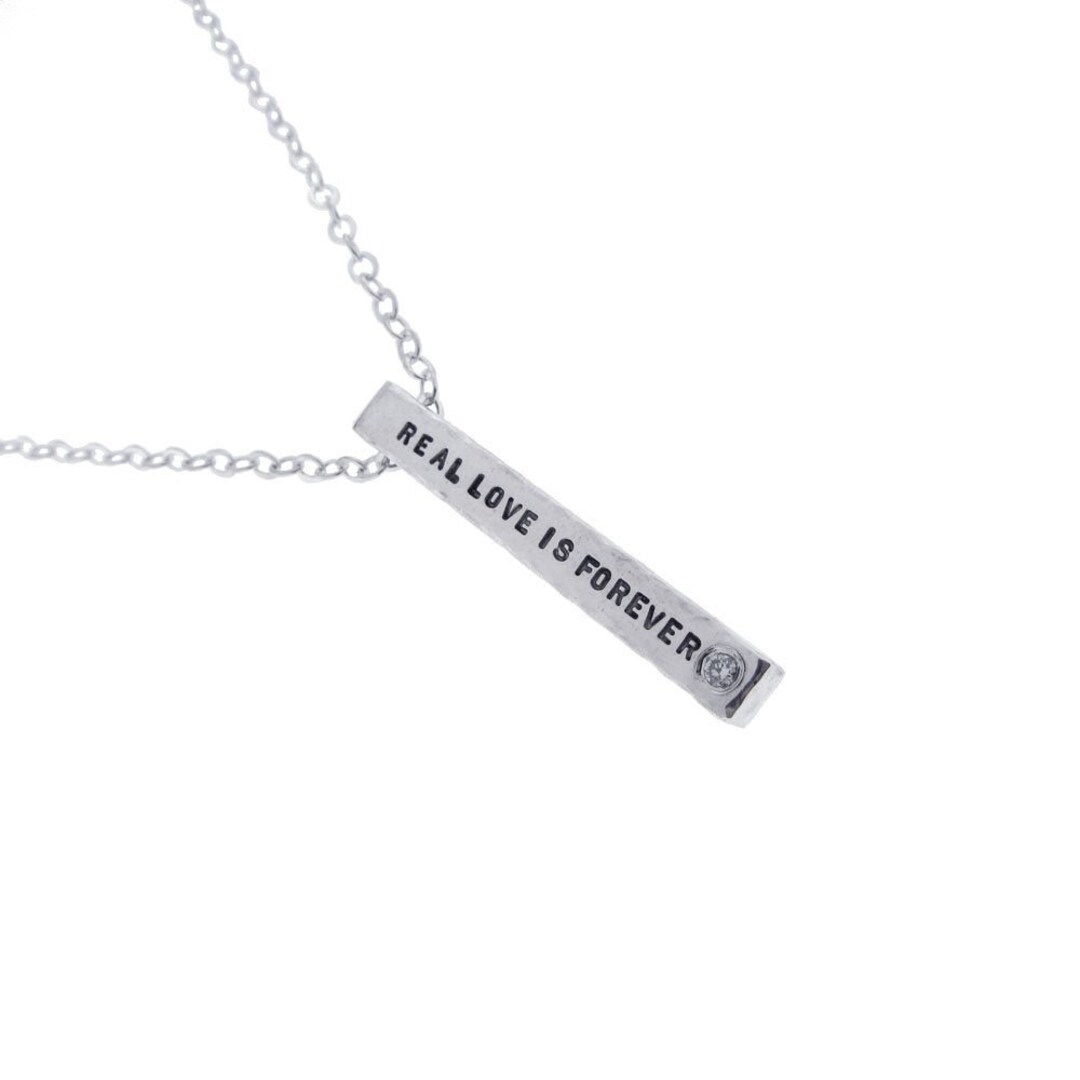 Solid Silver Bar Pendant, Bar Necklace, Bar Necklace With Stone, Name ...