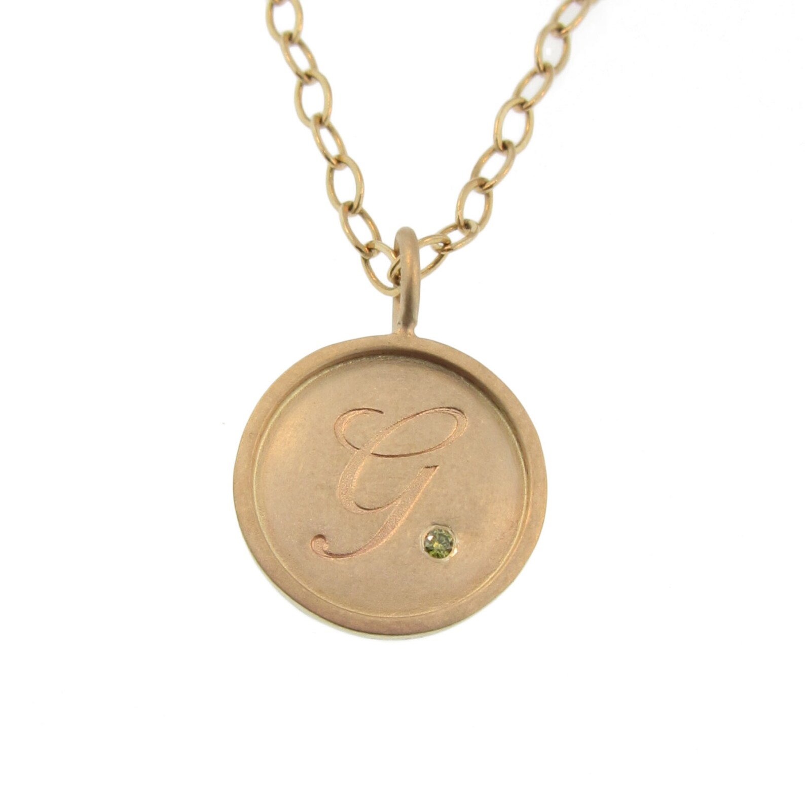 Round Pendant Personalized Solid Gold Initial and | Etsy