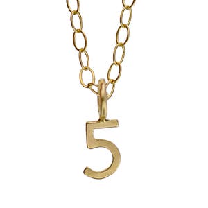 Gold Number Charm Necklace Hand Formed 14K Wire Team Number Jersey ...