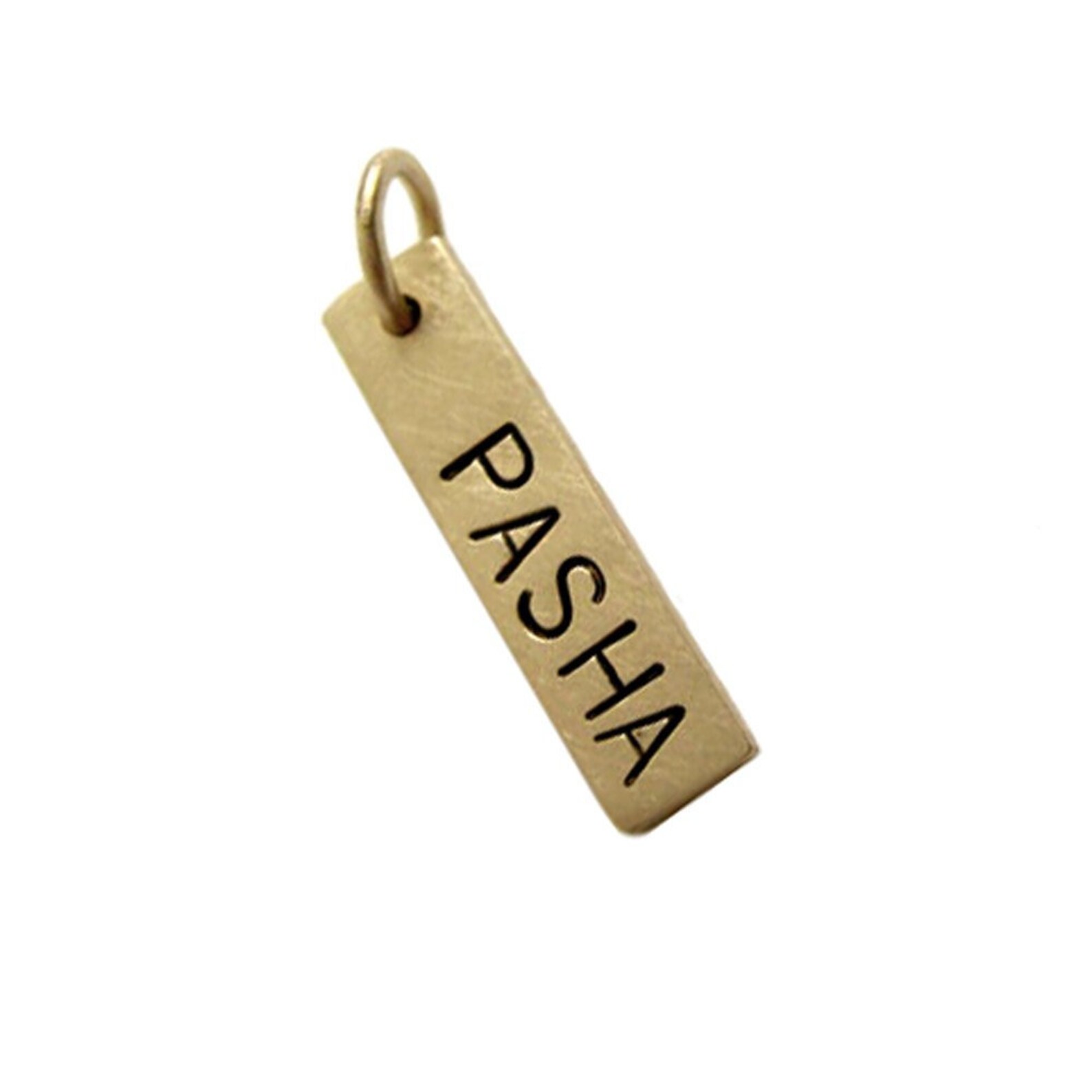 Solid Gold Name Charm 14K ID Bar Vertical Name Plate - Etsy