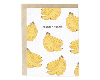 Thanks A Bunch Banana Thank You Hand Made Greeting Love Card Hand Drawn ...