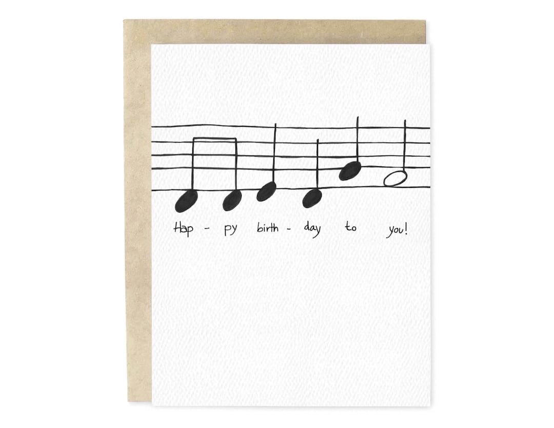 Musical Notes Happy Birthday to You Hand-illustrated Greeting Card - Etsy