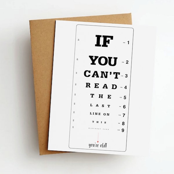 Eye Chart Birthday Card - Etsy UK