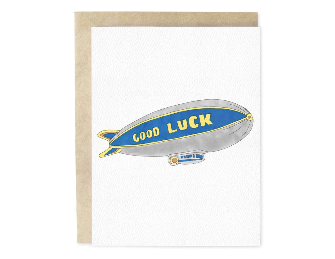 Blimp Hand-illustrated Good Luck Greeting Card - Etsy