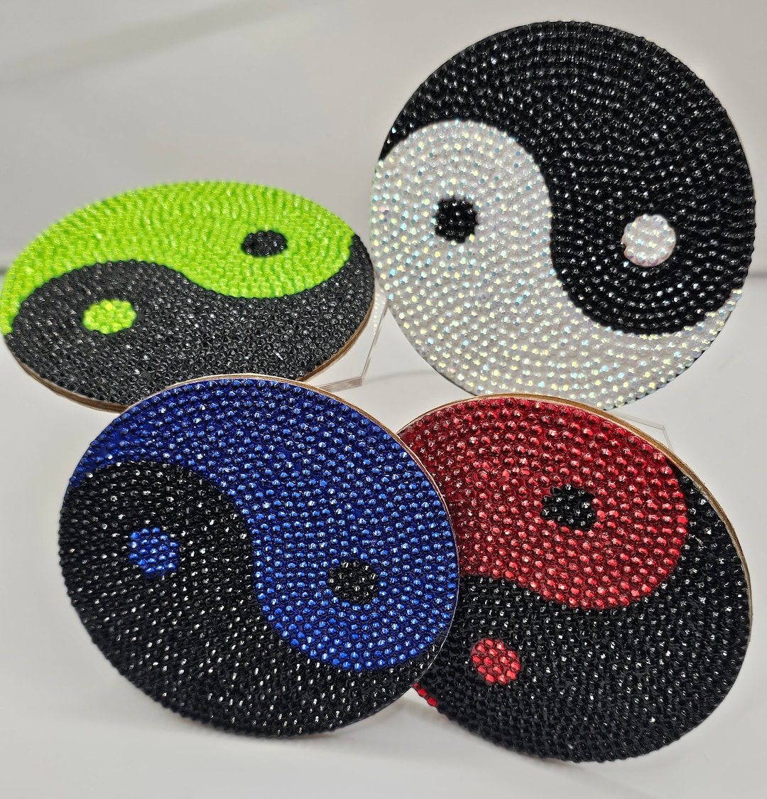 Rhinestone Coasters - Yin and Yang, Yinyang - Etsy
