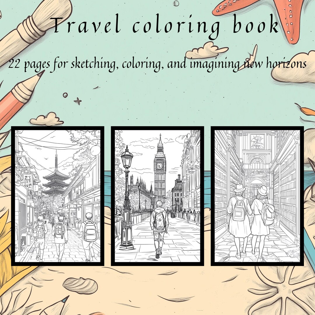 Travel Coloring Book - High-detail Destination Coloring for Adults ...