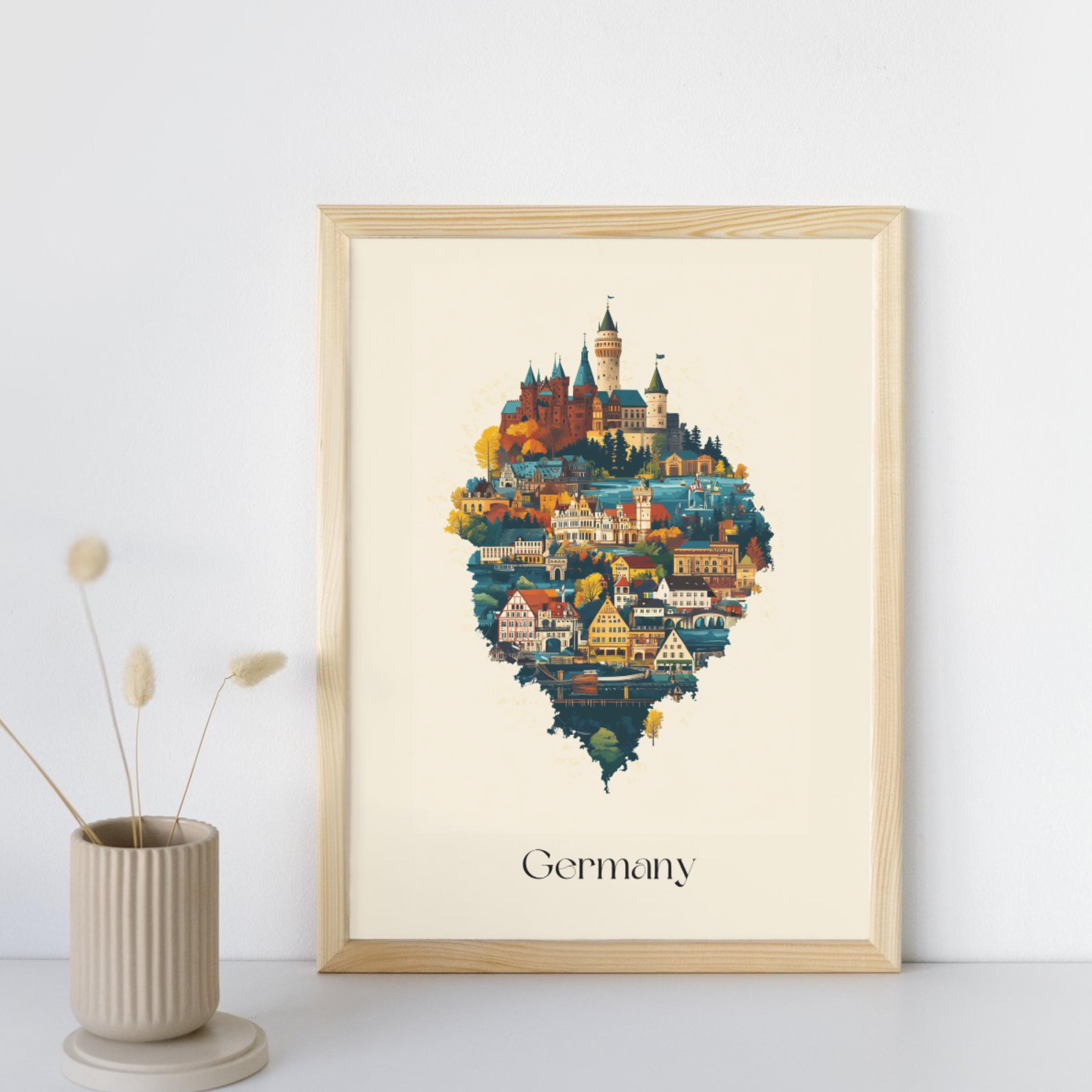 Germany Printable Collage Poster - Nostalgic Wall Art | Photo Collage ...
