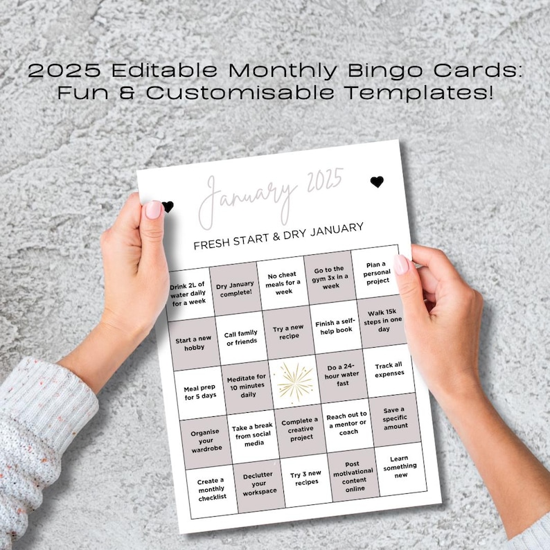 Editable Monthly Bingo Card Templates for 2025 – Customisable Canva ...