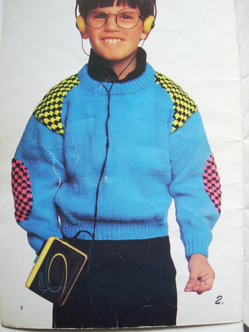 Vintage Children Knitting Patterns NEON KNITS Patons Beehive 644 Kids ...