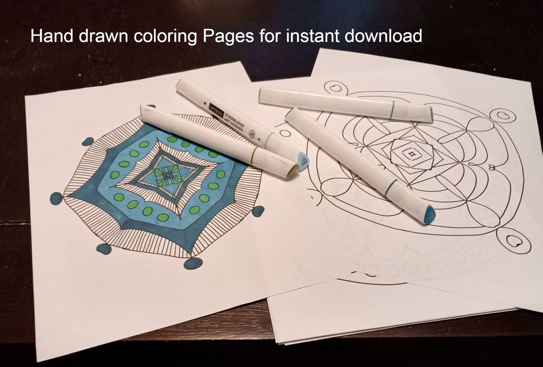 24 Hand Drawn Printable Mandala Adult Coloring Pages for Instant ...
