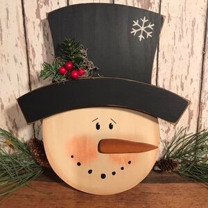 Primitive Wood Snowman Face Wall Decor 10x12 High 1290 - Etsy