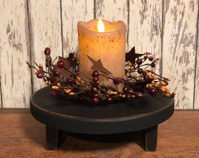 Primitive Wood Round Table Riser Candle Holder Color Choices Home Decor ...