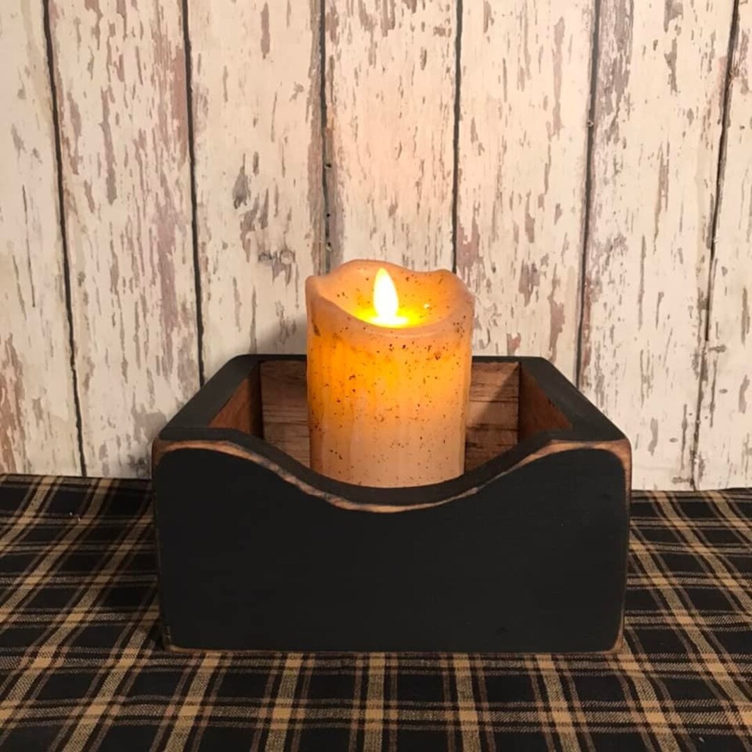 Primitive Small Wood Box - Candle Box - Counter Box - Handmade - Color ...