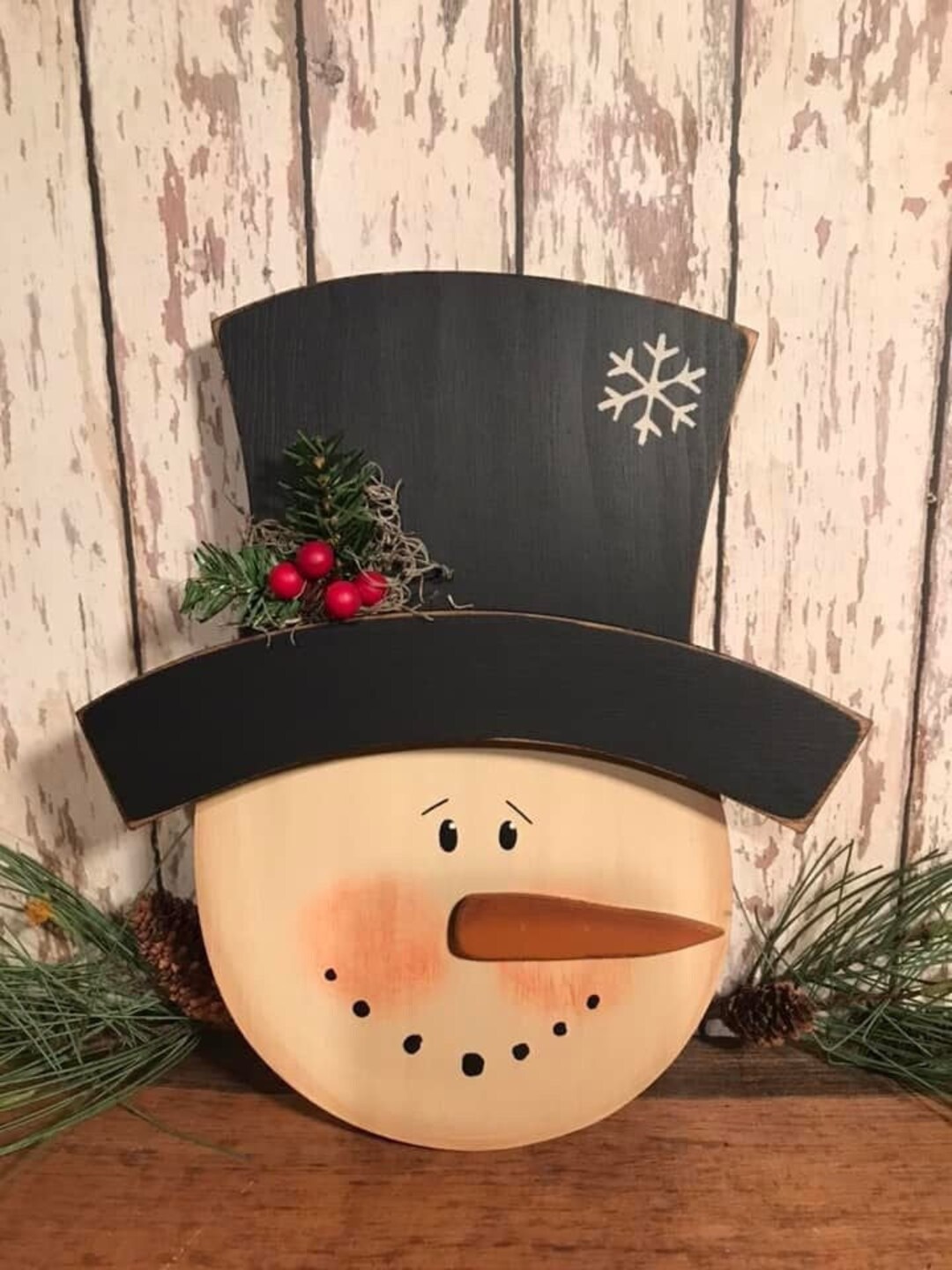 Primitive Wood Snowman Face Wall Decor 10x12 High 1290 - Etsy