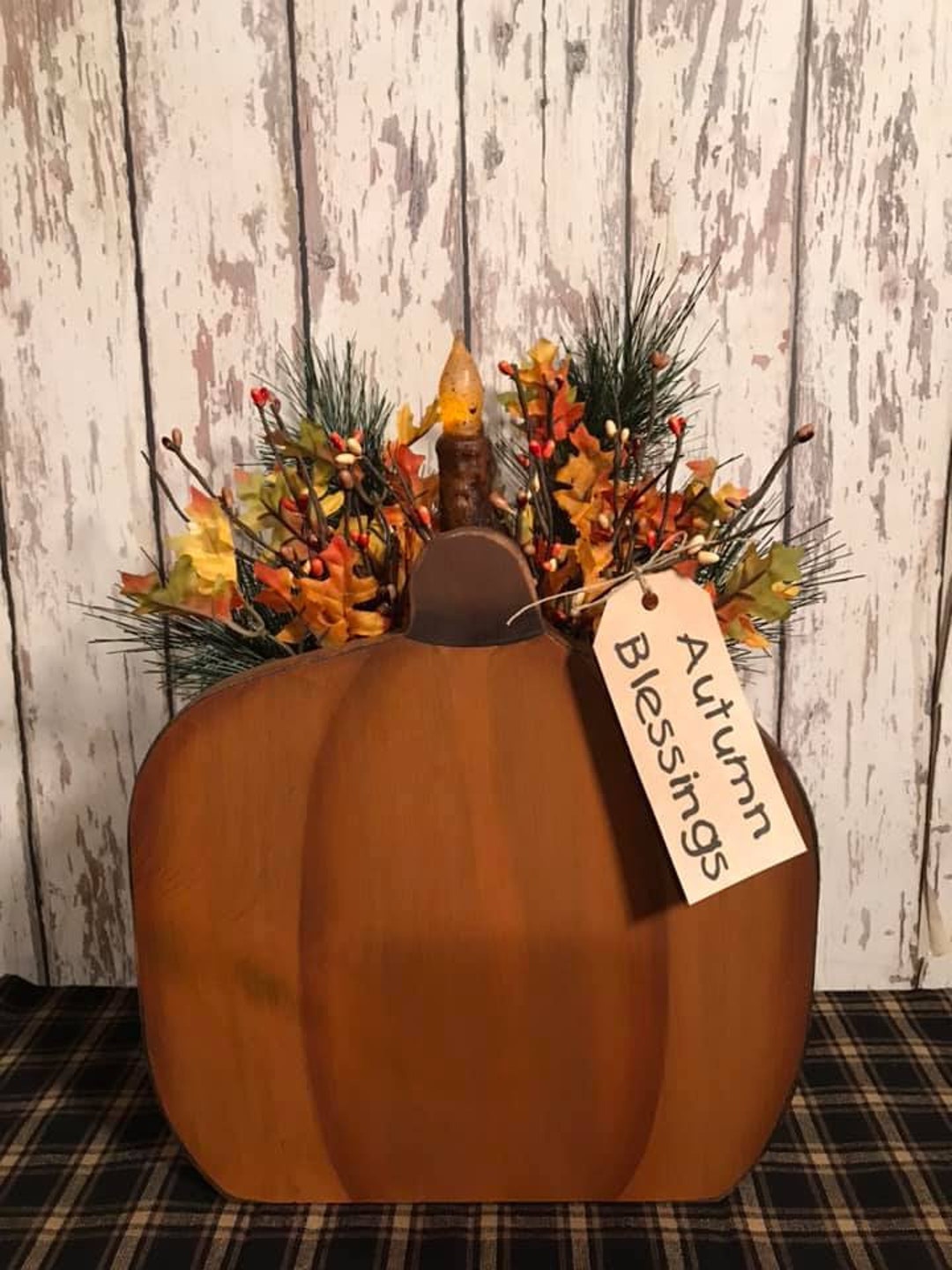 Primitive Fall Pumpkin Box Shown With Electic Light-table Centerpiece ...