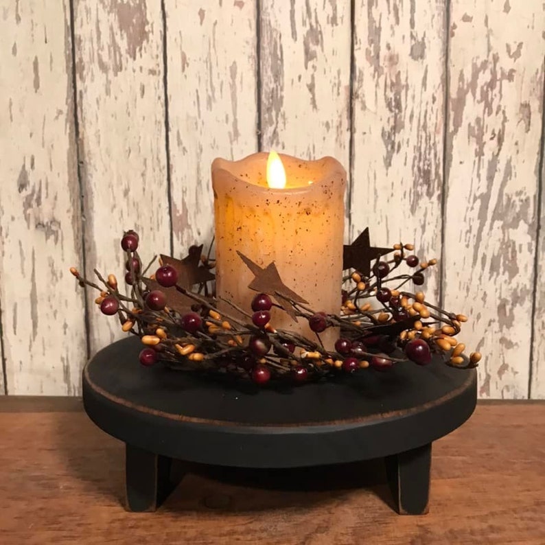 Primitive Wood Round Table Riser - Candle Holder - Color Choices - Home ...