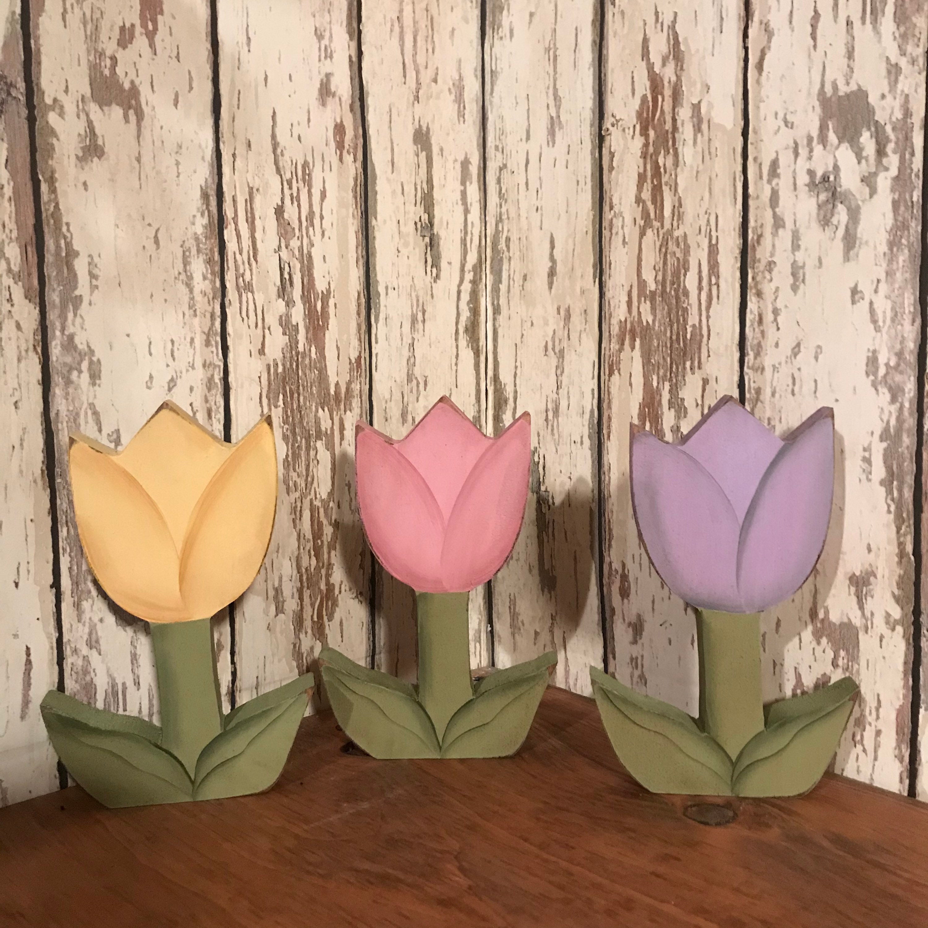 Set/3 Tulip Shelf Sitters-color Choices-primitive Spring-primitive ...