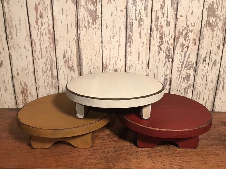 Primitive Wood Round Table Riser Candle Holder Color - Etsy