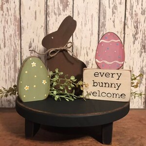 Chocolate Bunny With Eggs and Sign Set/4 - Bunny Color Choices-shelf ...
