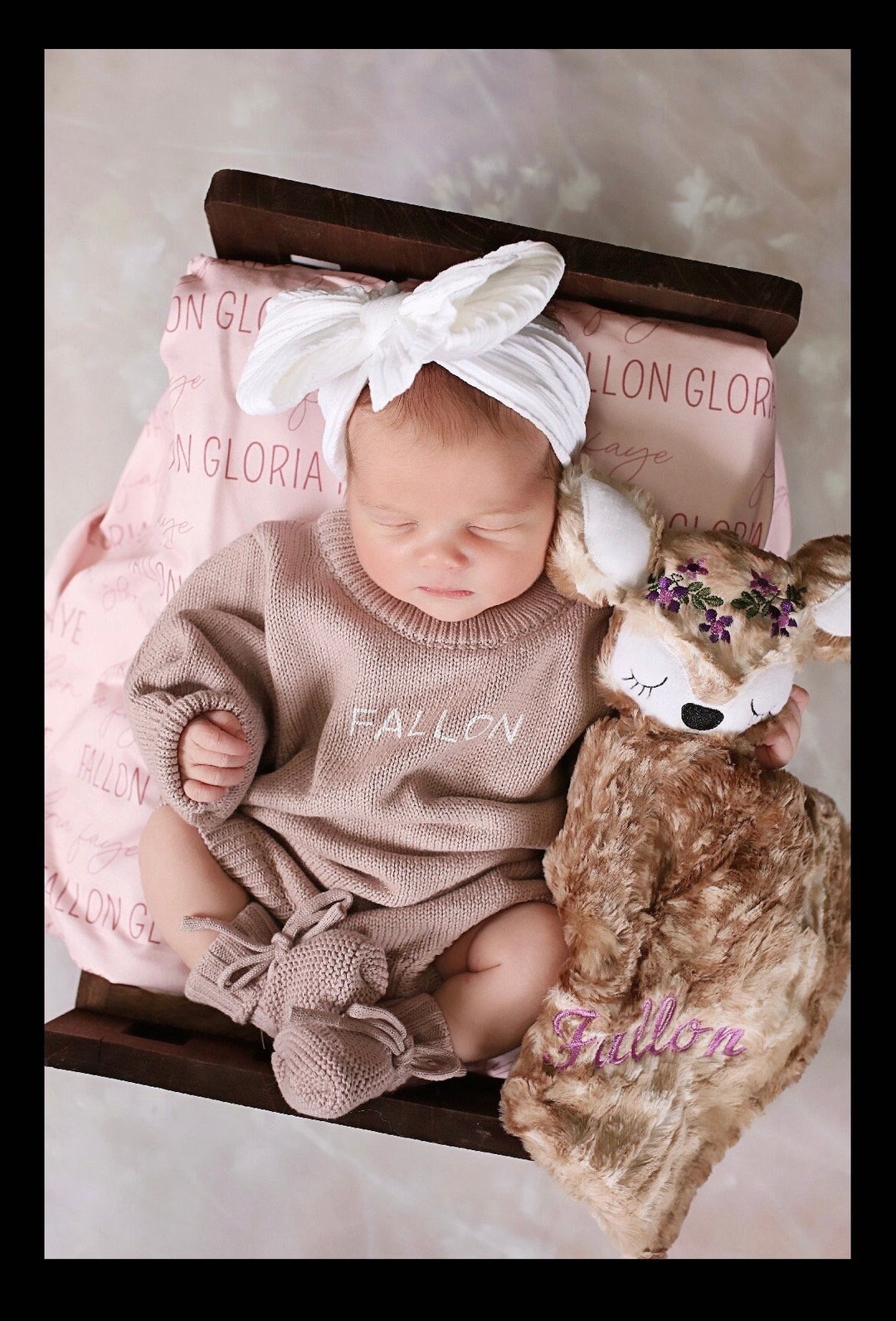 Personalized Baby Lovey With Attached Plush Fawn/deer Toy, Brown ...
