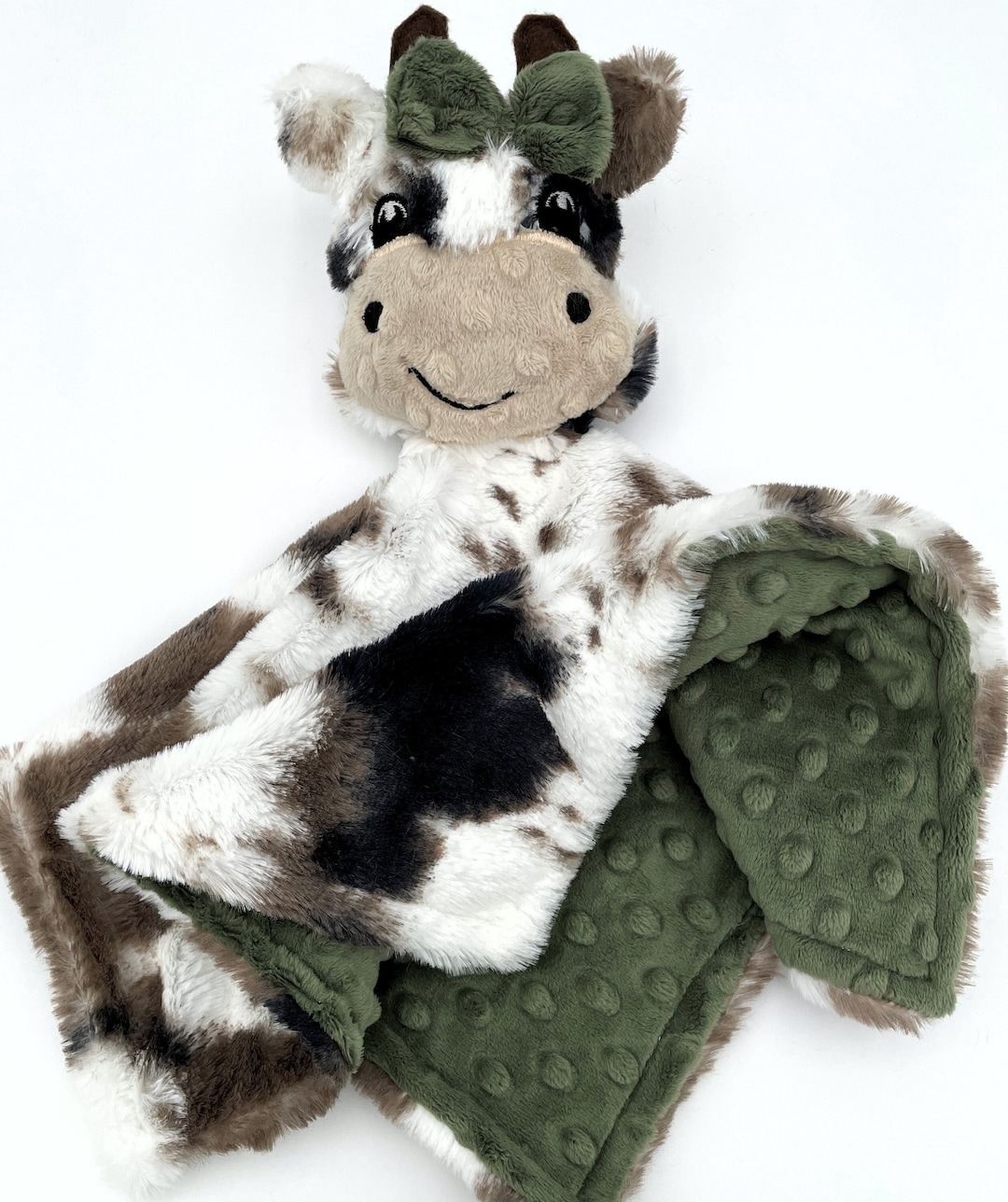 Minky Cow Lovey, Farm Theme Baby Security Blanket, Plush Toy Companion ...