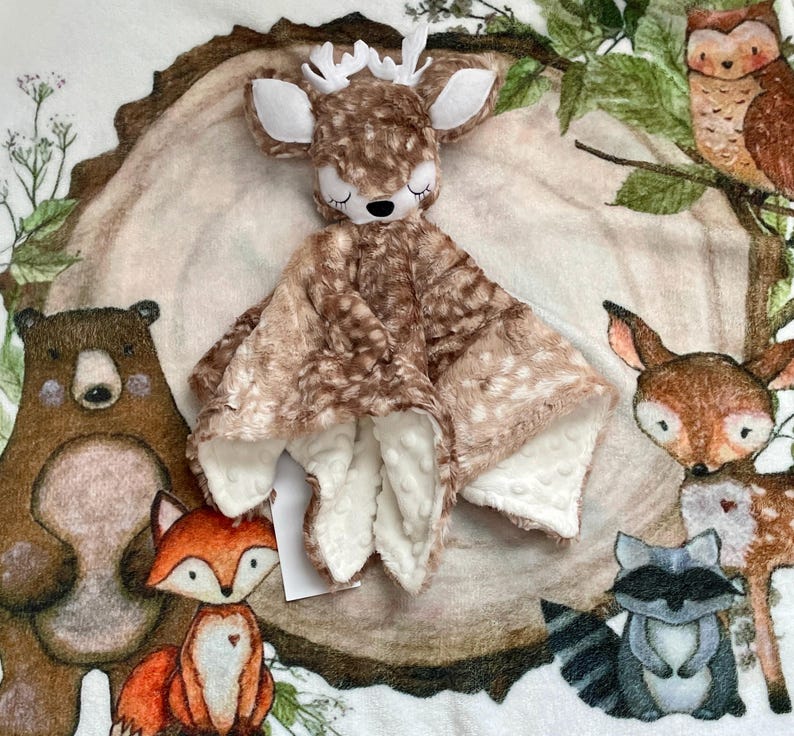 Deer Baby Security Blanket / Custom/personalized Minky Lovey - Etsy