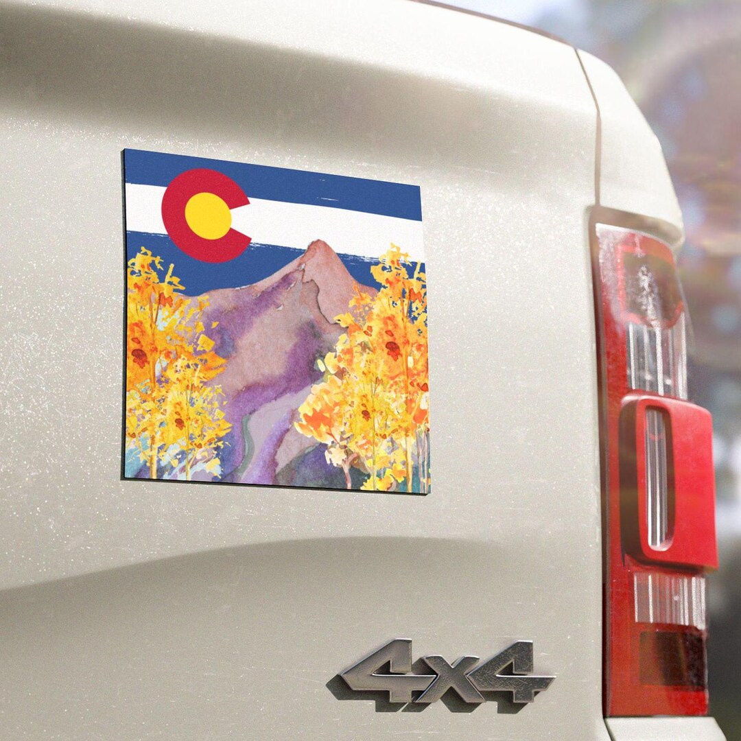 Colorado Aspens Car Magnet, Mountains, Colorado Flag, Square Magnet for ...
