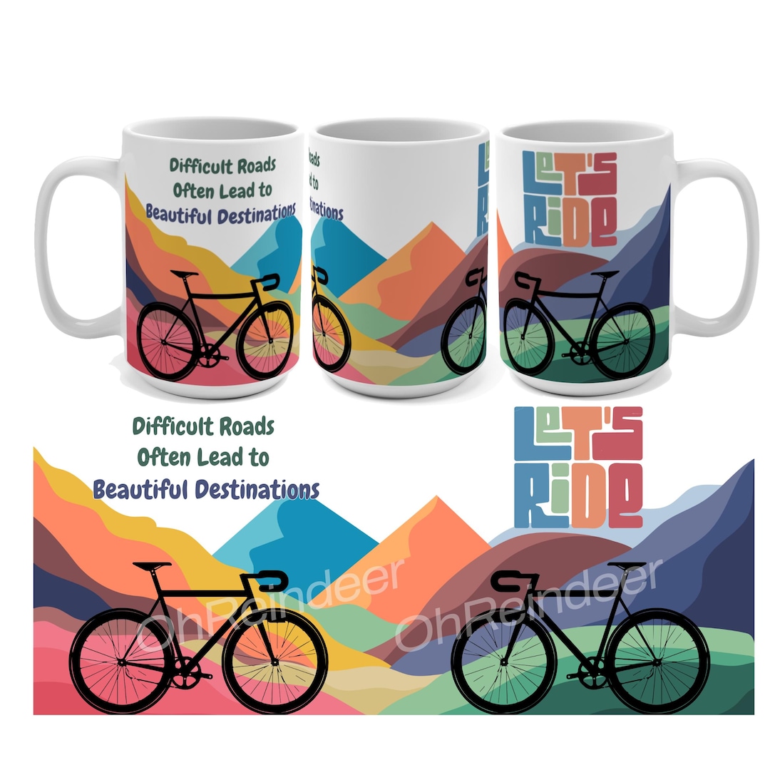 Bicycle Mug, Let's Ride, Unique Cycling Gift, Perfect Motivational Mug ...