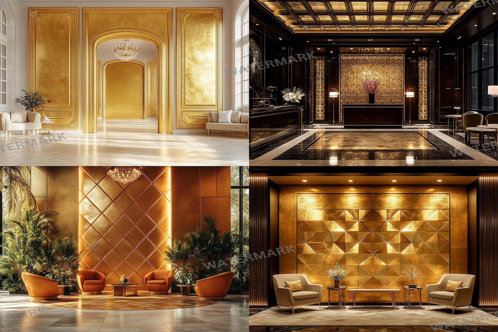 25 Golden Foyer Backdrops - Luxurious Gold-themed Interior - Gold ...