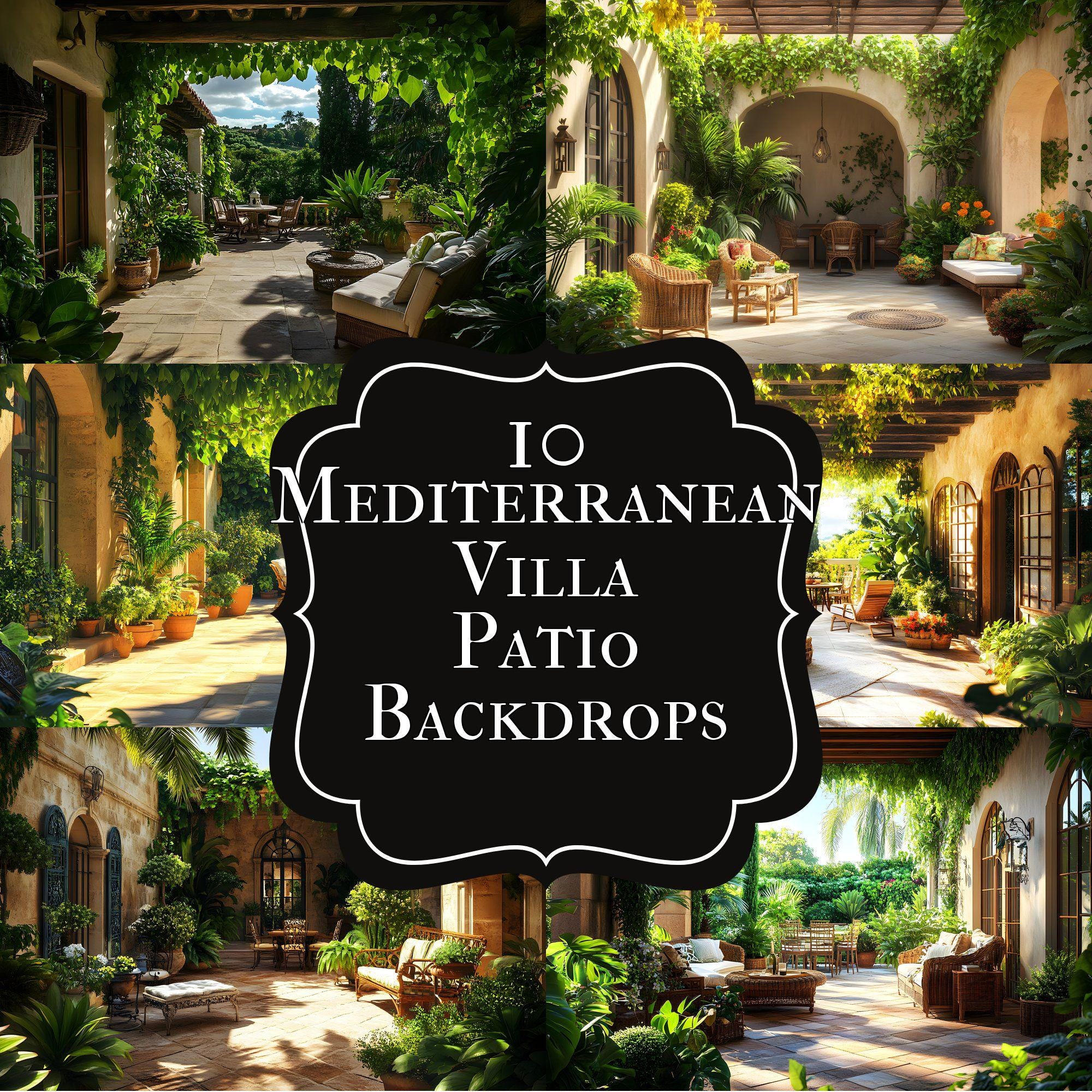 Mediterranean Villa Backdrop, Patio Background, Italian Photography ...