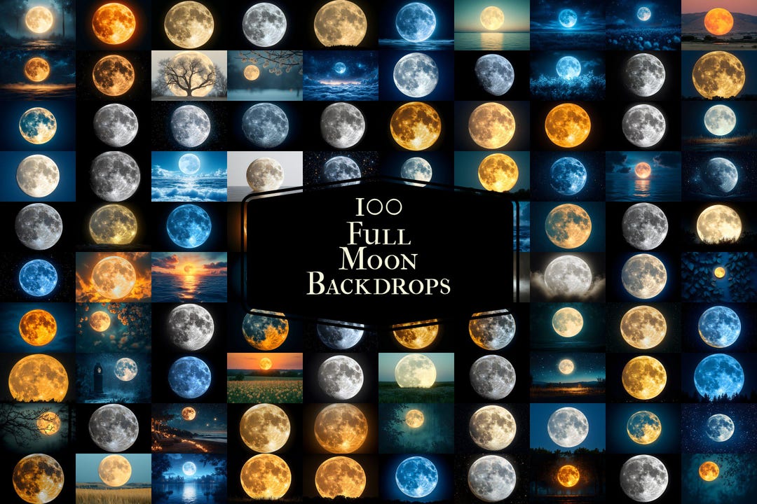 100 Full Moon Photography Backdrops – Night Sky & Stars (digital ...