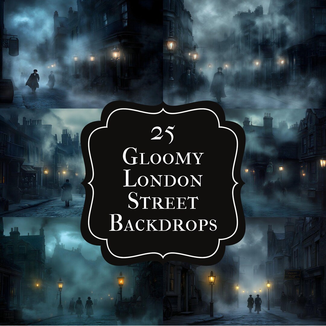 Gloomy London Street Digital Backdrop, Moody Cityscape Photography ...