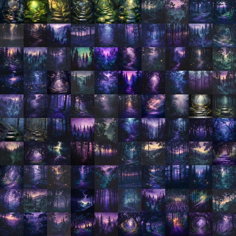Twilight Enchanted Forest Backdrops, Photoshop Overlays (digital ...