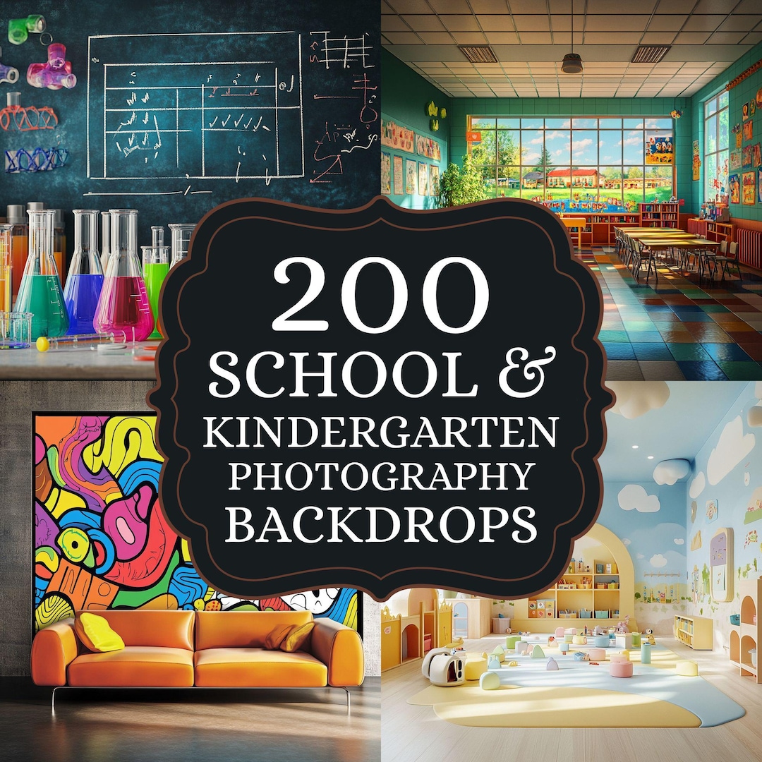 School & Kindergarten Photography Backdrops | 200 Digital Backdrops ...