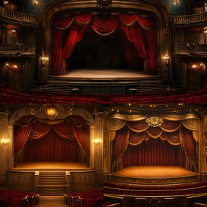Opulent Opera House Digital Backdrop, Grand Theater Background for ...