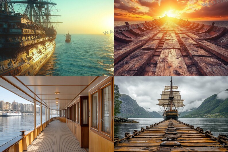 Vintage Ship Backdrop: 30 Jpgs for Nautical Photo Editing, Seafaring ...