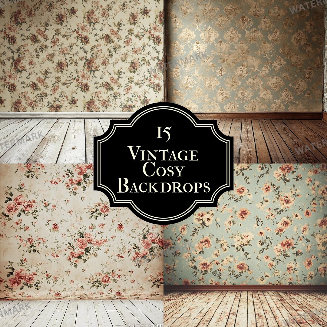 15 VINTAGE COZY BACKDROPS Digital Backgrounds for Photography, Soft ...