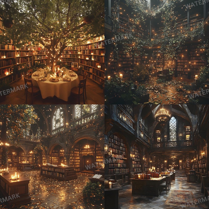 20 Enchanted Library Backdrops - Magical Backgrounds, Photoshop, Master ...