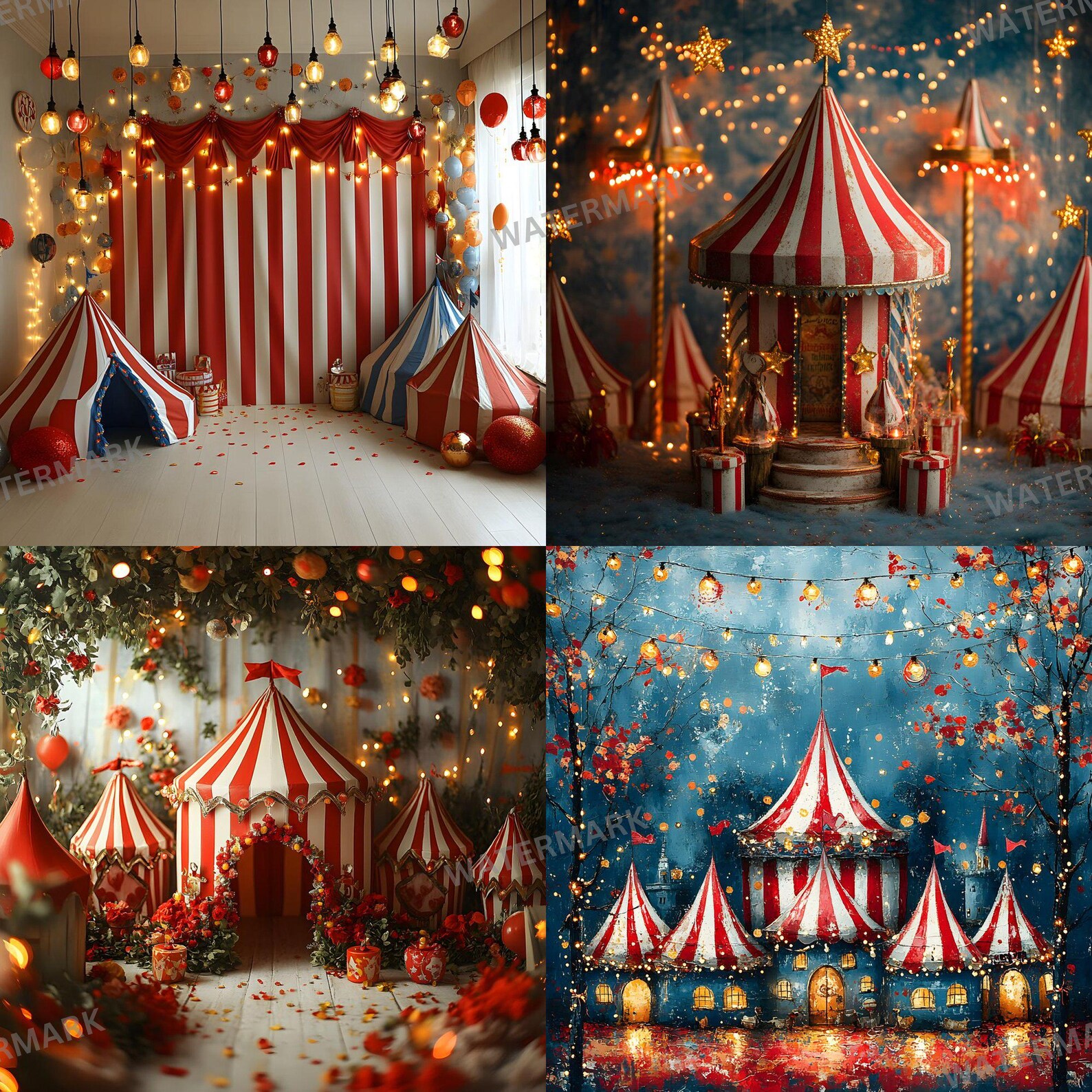 25 Circus Carnival Backgrounds - Photoshop Master Overlays, Fair ...