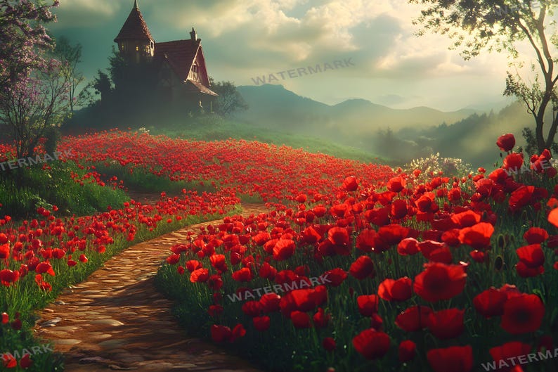 Enchanted Poppy Fields Digital Backdrop, Wizard of Oz Photography ...