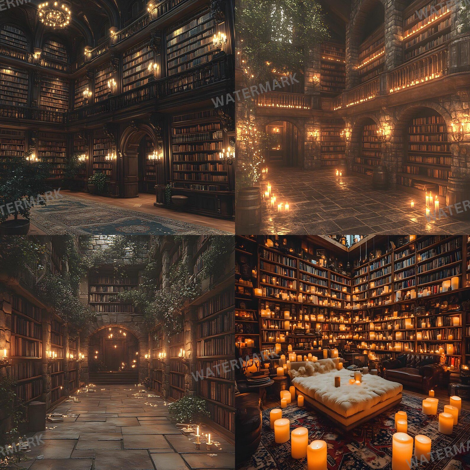 20 Enchanted Library Backdrops – Magical Photography Overlays (jpgs) - Etsy