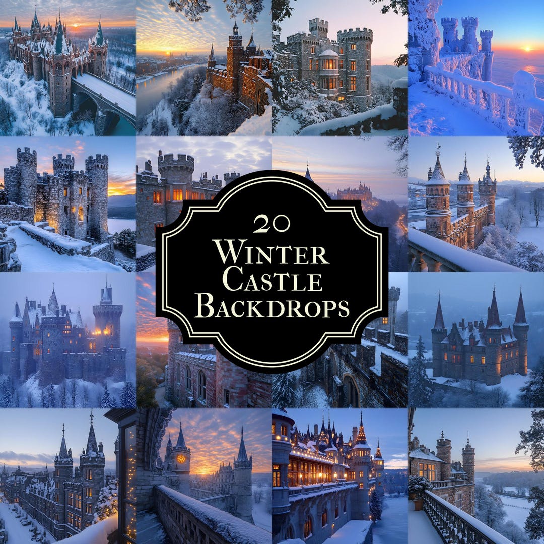 20 Winter Castle Digital Backdrops - Magical Winter Wonderland Photo ...