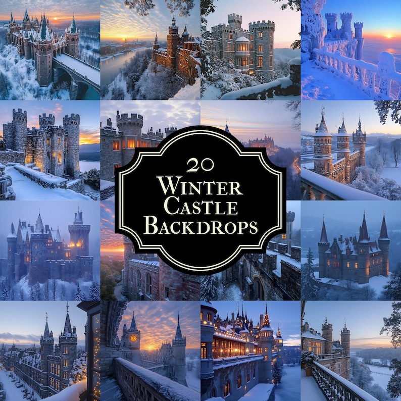 20 Winter Castle Digital Backdrops - Magical Winter Wonderland Photo ...