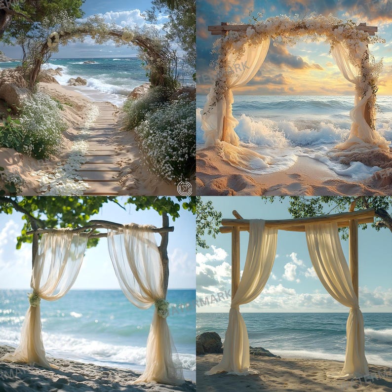 25 Beach Wedding Backdrops | Ocean Ceremony Arches (jpgs) - Etsy
