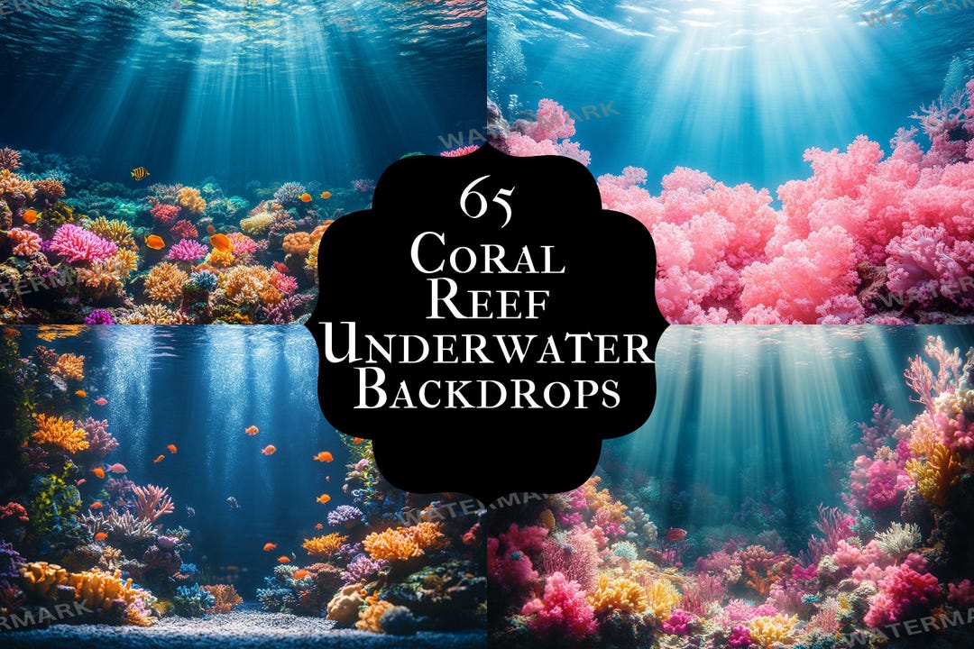 Vibrant Coral Reef Underwater Photography Backdrops: Colorful Marine ...