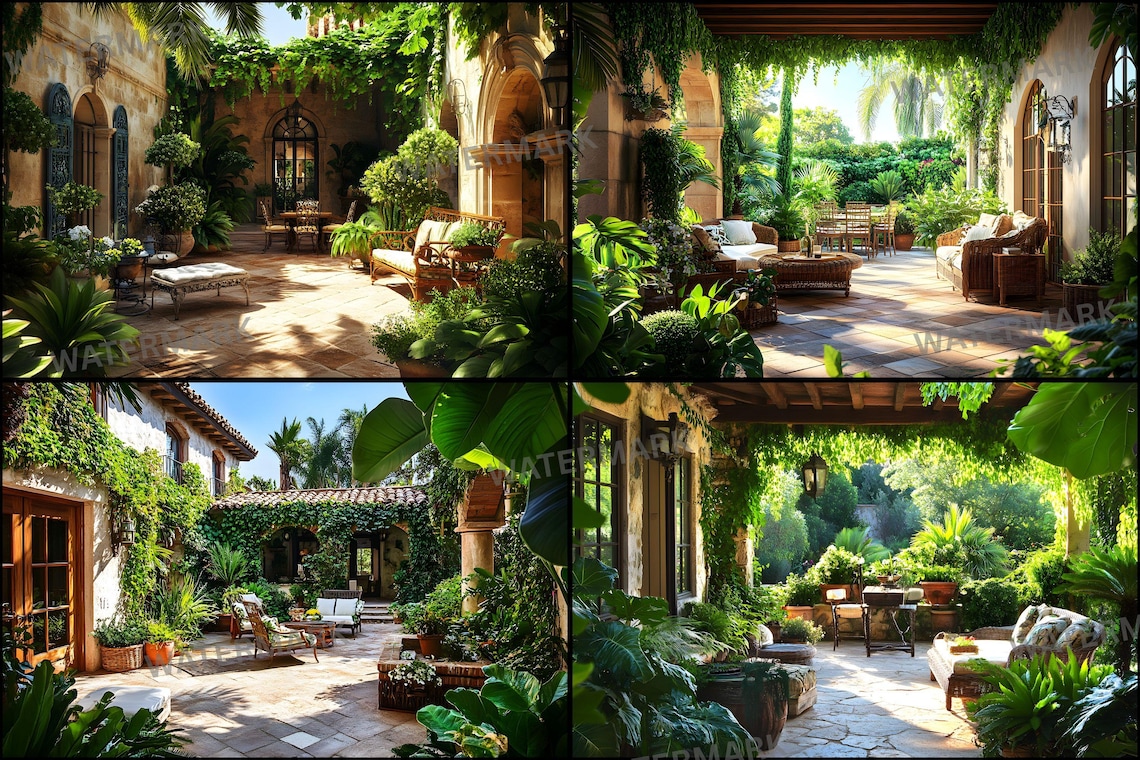 Mediterranean Villa Backdrop, Patio Background, Italian Photography ...
