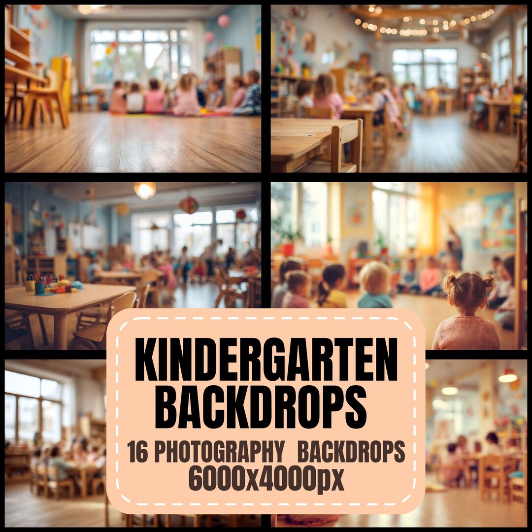 Kindergarten Classroom Digital Backdrops | Preschool Learning Scenes ...